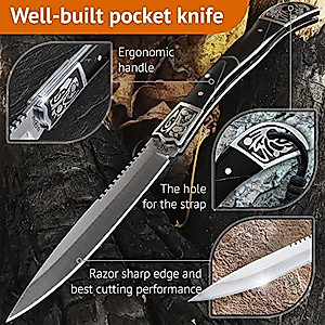 Bundle of 2 Items - Pocket Knife - Tactical Folding Knife - Knife with Fire Starter Paracord Handle - Best Pocket Knife for Urban Work Hobby Unboxing - Stocking Stuffers for Men - Gift for Men Women