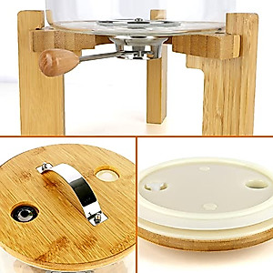 Hothingwell Food Storage Flour And Cereal Containers, Rice Dispenser 5L Glass with Airtight Bamboo Lids & Wooden Stand Dust-Proof Storge For Kitchen Organization Pantry Store