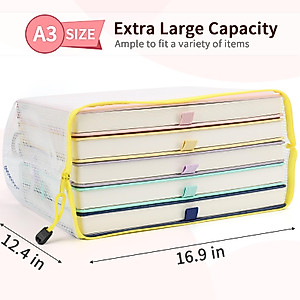 Umriox Zipper Pouch, 16.9x12.4 in (12 Colors, 12 Packs), Extra Large Zipper Bags, Waterproof Zipper Pouches for School Office Supplies, Puzzles, Board Game Storage & Cross Stitch Projects