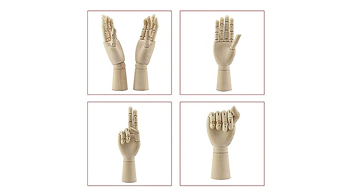 Wood Artist Drawing Manikin - Articulated Wooden Hand for Artists & Decor
