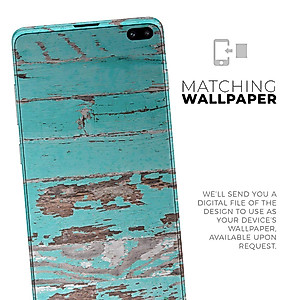 DesignSkinz Turquoise Chipped Paint on Wood Protective Vinyl Decal Wrap Skin Cover Compatible with The Samsung Galaxy S20 (Screen Trim & Back Glass Skin)