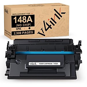 v4ink 148A Toner Cartridge (NO CHIP) Compatible Replacement for HP 148A W1480A Black Toner for HP Laserjet Pro 4001dw 4001dwe 4001dn 4001n MFP 4101fdw 4101fdn 4101fdwe Printer Ink, 1 Pack