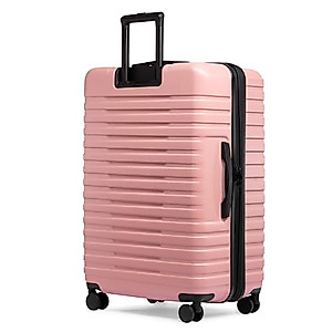 U.S. Traveler Boren Polycarbonate Hardside Rugged Travel Suitcase Luggage with 8 Spinner Wheels, Aluminum Handle, Pink, Checked-Large 30-Inch