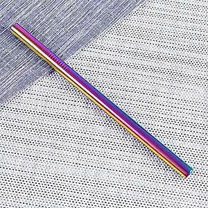 Sunwinc 100Pack Reusable Boba Straws&Jumbo Smoothie Straws-0.5" Wide. Stainless Steel 18/10 Extra Wide Reusable Metal Straws,Fat Boba Straws for Bubble Tea,Milkshakes,Jumbo Drinks (Rainbow-100Pack)