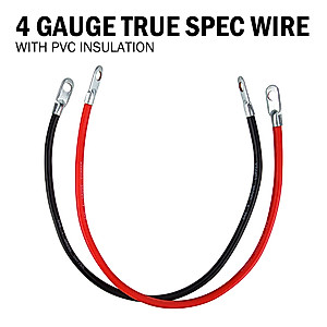 Cartman 4AWG 18-Inch Battery Cables Set with Terminals, 3/8-Inch Lugs (Positive and Negative) for Motorcycle, Automotive, Marine, Solar, ATV, 2 Set