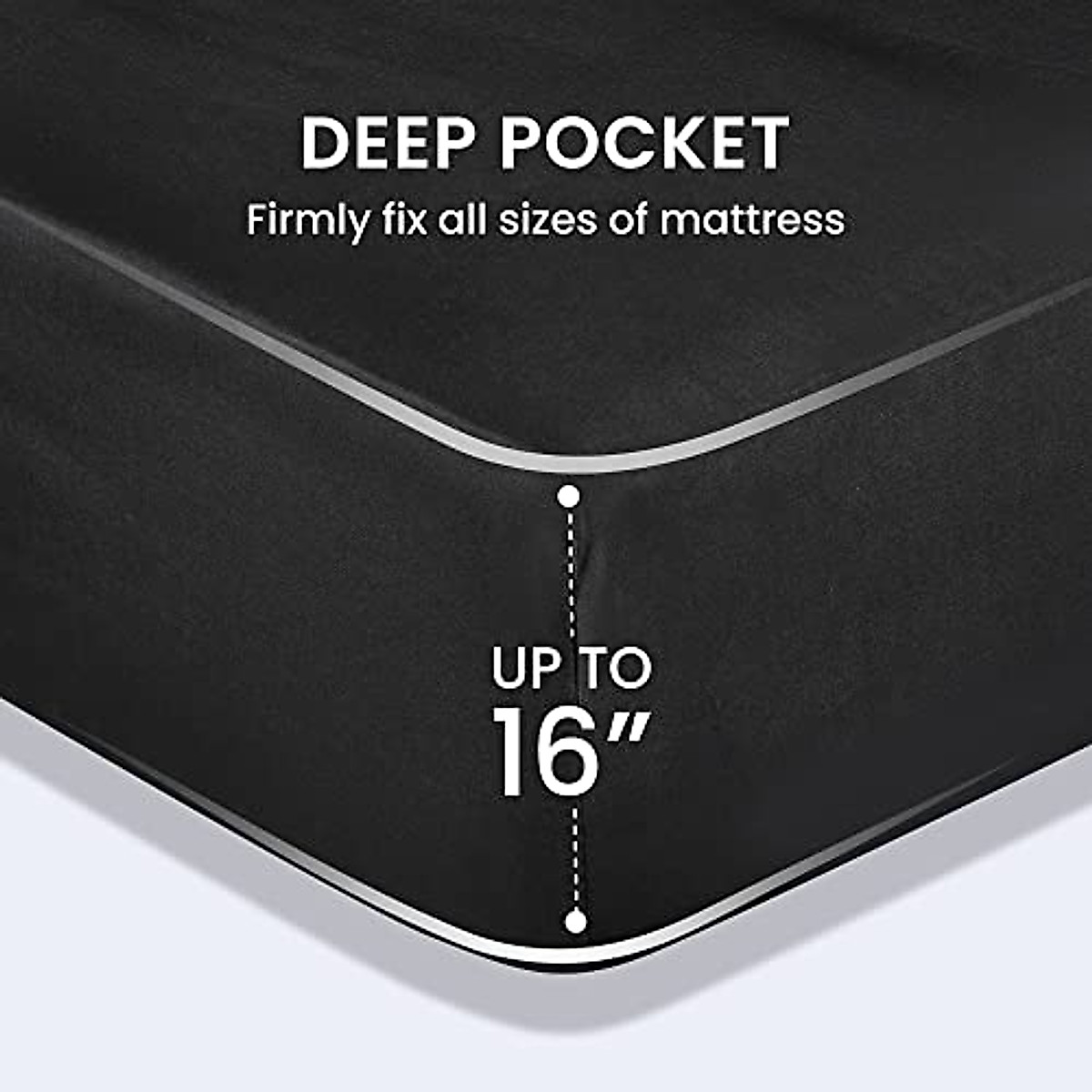 SLEEP ZONE Super Soft Cooling Full Size Bed Sheets Set 4 Piece - Easy Care Fitted Flat Sheet & Pillowcase Sets - Wrinkle Free, Fade Resistant, Deep Pocket 16" (Black, Full)