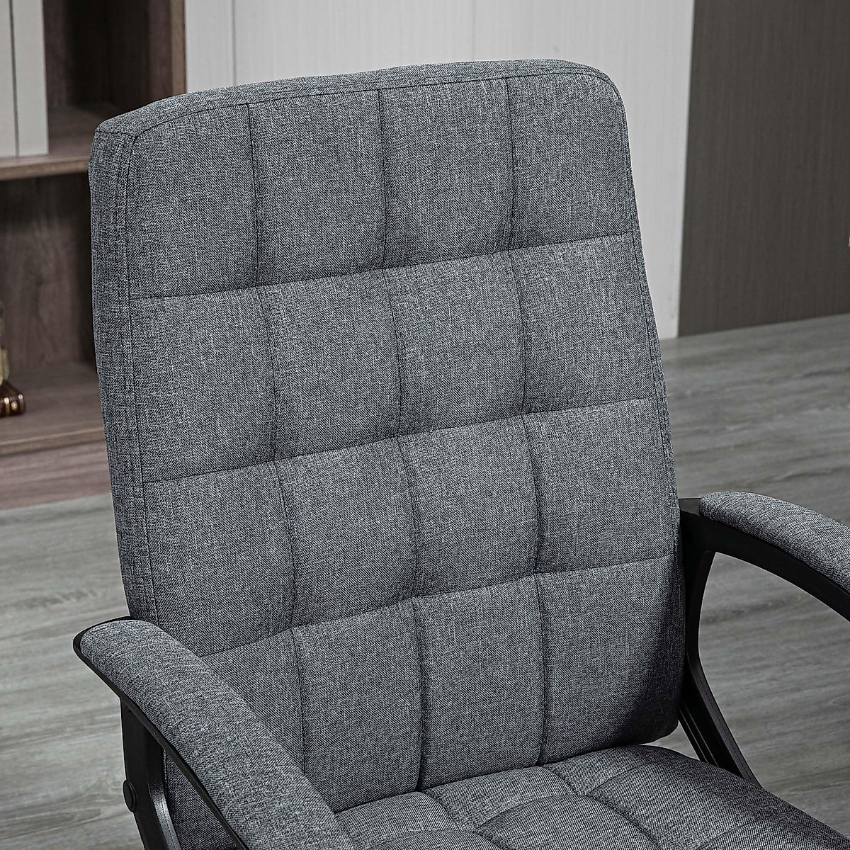 Vinsetto Office Chair, Fabric Computer Desk Chair, Swivel Task Chair with Arms, Adjustable Height, Swivel Wheels, Charcoal Gray