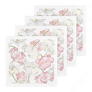 Kigai Pink Tulip Washcloths Set of 2 - 12 x 12 inch Pure Cotton Wash Cloth Highly Absorbent and Soft Fingertip Towels Face Cloths for Bath, Spa