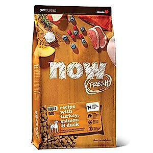 Now Fresh Dry Dog Food, Turkey, Salmon and Duck Recipe, 22 lbs - Grain Free Dog Food, Made with Real Meat and Fish for Small, Medium, and Large Breed Adults