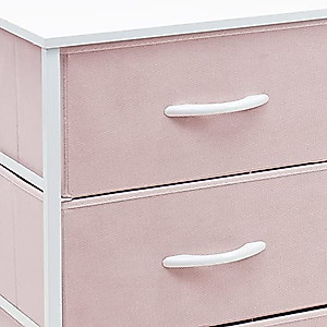 Sorbus Dresser with 6 Drawers - Furniture Storage Tower Unit for Bedroom, Hallway, Closet, Office Organization - Steel Frame, Wood Top, Easy Pull Fabric Bins (6-Drawer, Pastel Pink)