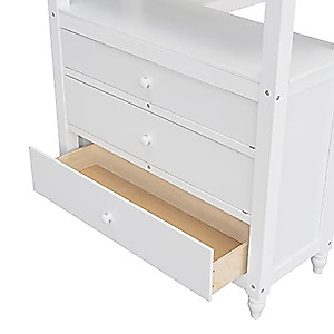 Harper & Bright Designs Twin Size Loft Bed with Desk and Drawers, Wooden Twin Loft Bed with Storage Shelves, High Loft Bed for Kids, Teens, Adults Boys & Girls (Twin, White)