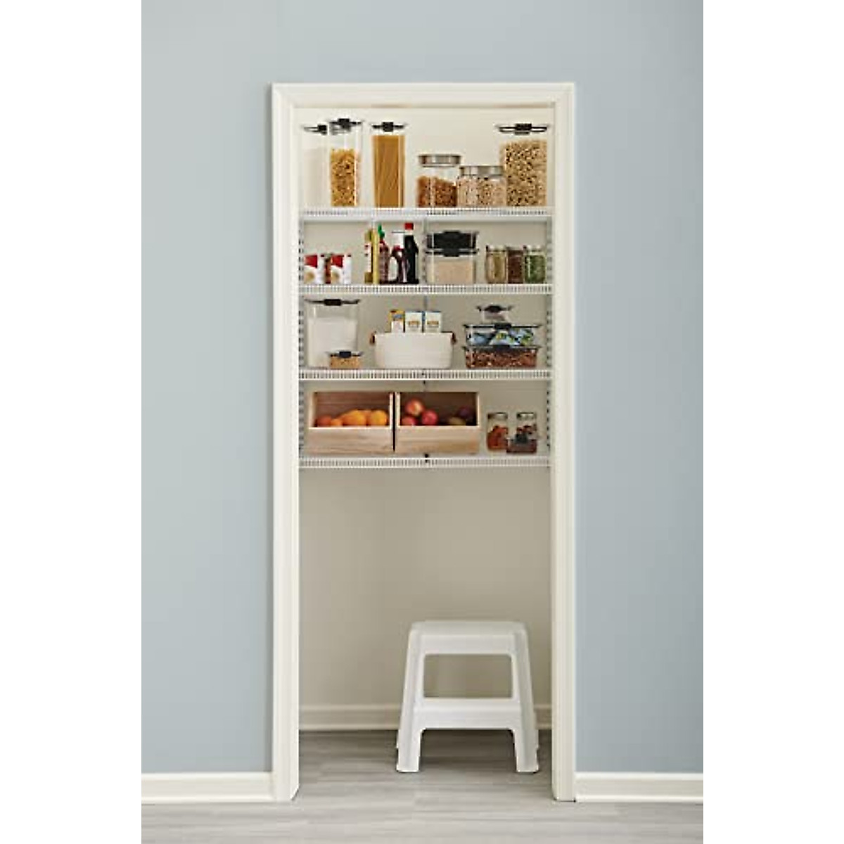 Rubbermaid Pantry 36" Closet Storage Organization System Kit, 4 Shelf System for Pantry Storage, White