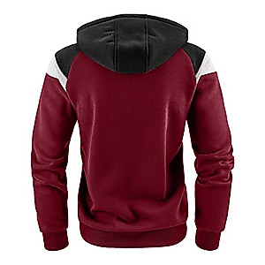 ORT Zip Up Hoodie Men Y2K Mens Slim Fit Lightweight Zip Up Hoodie with Pockets Long Sleeve Full-Zip Hooded Sweatshirt Y2K Hoodie Wine