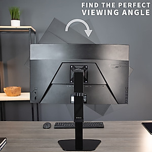 VIVO Pneumatic Free Standing Single Monitor Mount Desk Stand, Tall Height Adjustable Arm for Screens up to 32 inches, Black, STAND-V001V