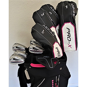 Ladies Complete Golf Club Set - Driver, Fairway Wood, 2 Hybrid Clubs, Irons, Putter, and Deluxe Bag Pink Right Hand