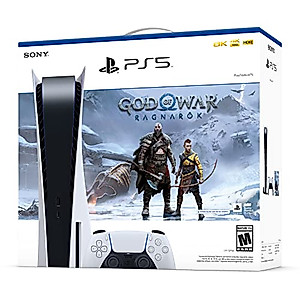 Play Station 5 Disc Version Gaming Console God of War Ragnarok Bundle with 4K UHD Blu-ray Player, White - WiFi 6, Bluetooth 5.1, Ethernet Connectivity