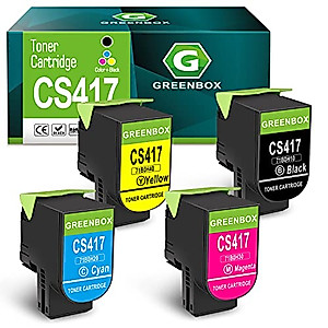 GREENBOX Remanufactured CS417 Toner Cartridge 6,000 Pages Replacement for Lexmark CS417 CS417dn CX417 CX417de CS517 CS517de CX517 CX517de ( 4-Pack, High Yield )