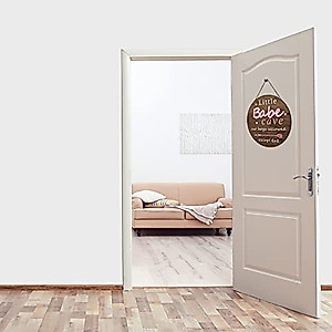 Little Babe Cave Door Sign Wood Baby Girl Nursery Decor Little Girl Nursery Room Wall Art for Girls Bedroom Living Room Hanging Rustic Woodland Decor