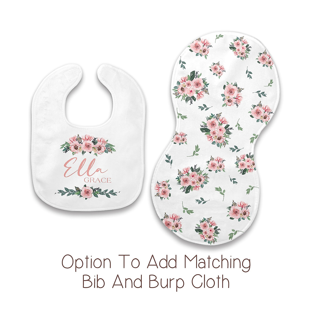 Girls Love A Monogram - Floral Pink Blushing Baby Blankets for Girls - Custom Baby Blankets for Girls