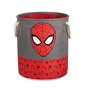 Marvel Spiderman 3 Piece Multi Size Fabric Nestable Toy Storage Basket Set, with Rope Carry Handles