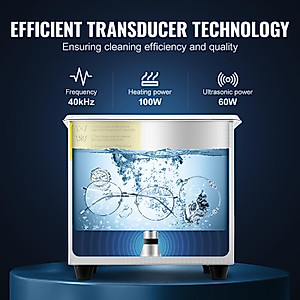 VEVOR Ultrasonic Cleaner 1.3L Professional Ultrasonic Cleaner with Digital Timer 40kHz Excellent Ultrasonic Cleaning Machine 110V for Jewelry Watch Ring Coin Diamond Eyeglasses Small Parts Cleaning