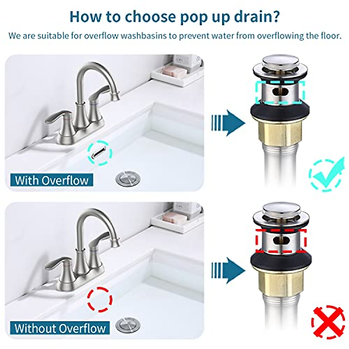 Pop-Up Drain Stainless Steel with Overflow Anti-Clogging for Vessel Sink Lavatory Vanity Sink Drain with Strainer Basket, Brushed Nickel