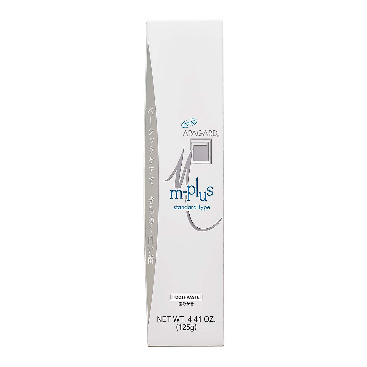 APAGARD® M-plus, Sangi's Nano-Hydroxyapatite Toothpaste for Naturally Whiter Teeth Made in Japan, No Fluoride, for family use, 125g / 4.4 oz, Mild Mint Flavor, 1 Pack