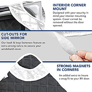 Leisure Coachworks RV Windshield Window Cover for Class C Ford 1997-2021 Motorhome Windshield Snow Cover for RV Front Window Sunshade Cover RV Accessories 4 Layers with Mirror Cutouts Silver