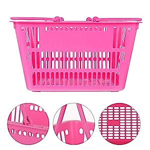 POPETPOP Picnic Basket Shopping Cart Plastic Shopping Basket with Handle- 16L Portable Handheld Storage Basket for Supermarket, Retail, Bookstore Picnic Basket Shopping Cart