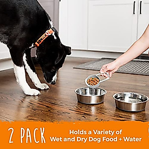 Mighty Paw Stainless Steel Dog Bowls (2 Pack) | Non-Slip Rubber Bottom and No Spill Design. Dishwasher Safe Metal Food & Water Dish Set for Small & Large Pet Breeds. (Small, Dogs <30 lbs, 5.5”)