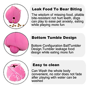 Dxmnoly Dog Treat Ball Food Dispensing Toys, Soft Rubber Chewers Treats Stuffable Dog Toys, Tumbler Leaking Ball Dog Toys for Teeth Cleaning and Food Leakage for Small Medium Large Dogs
