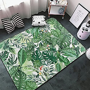 YEAHSPACE Palm Tree Leaf Rug 60x39 inch Area Rugs Modern Living Room Dorm Bedroom Decor Tropical Jungle Palm Tree Leaf Green