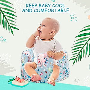 DILIMI Summer Seat Cover Compatible with Bumbo Seat Cover, Removable Ultra Soft Cool Seat Slipcover for Baby Girl and Boy, Ocean World