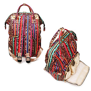 JIU HONG CHAO Diaper Bag Backpack Colorful Cheetah print Diaper Bags with Insulated Bottle Pockets for Baby Care Western Travel Backpack Gifts for Women Mom (leopard stripe)