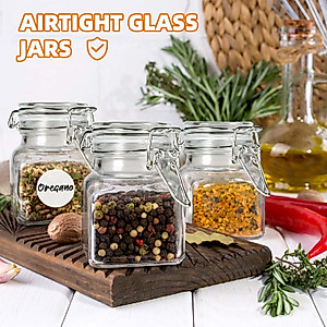 SKOCHE Spice Jars 15 Pack - 4 oz Small Glass Jars with Airtight Hinged Lids, Spice Herb Jars with Labels and Silicone Funnels, 4oz Glass Jars with Lids Ideal for Spice Herbs