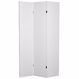 Oriental Furniture 7 ft. Tall Do It Yourself Canvas Room Divider - 3 Panels,White
