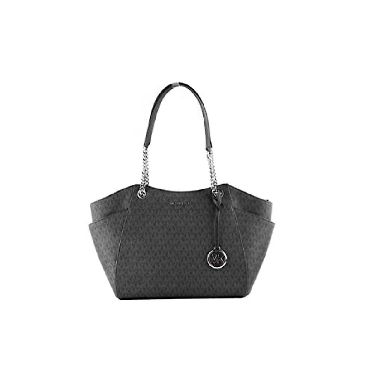 Michael Kors SIGNATURE JET SET TRAVEL CHAIN SHOULDER TOTE BAG BLACK PVC