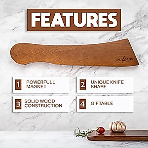 Magnetic knife holder for wall no drill - 16" Wooden knife magnetic strip no drilling option w/adhesive backing & drilling hardware | Magnetic knife strip | kitchen knife organizer rack -Dark Brown