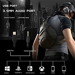 Xbox One Headset with Mic LED Light On Ear Gaming Headphone PS4,3.5mm Wired Gaming Headset for PC Mac Laptop Nintendo Switch Gamer Headphone (Black)