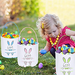 6 Pack Easter Egg Hunt Basket for Kids Bunny Canvas Tote Gifts Bags Eggs Candy & Gifts Carry Bucket Easter Baskets Bunny Bags Canvas Rabbit Fluffy Tail Basket Buckets Easter Egg Hunt Party Decorations
