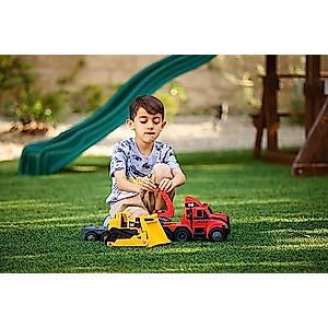 CAT Construction Toys, Heavy Movers, Semi Firetruck and Trailer with Bulldozer, Lights & Sounds, Ages 3 and up