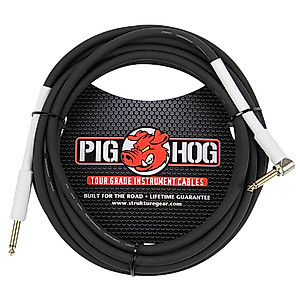 Pig HOG 18.6' Feet High Performance Instrument Cable Black, Straight-Angeled (2-Pack)