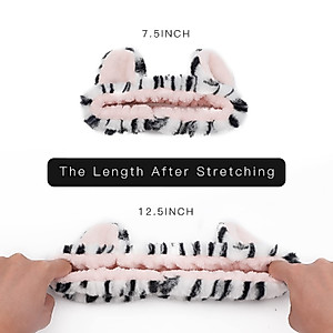 Hofar Tiger Face Wash Headband Hairband with Tiger Ears Coral Fleece Cartoon Cute Creative Hair Accessories