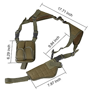 Shoulder Holster Xaegistac Airsoft Holsters General Vertical Gun Holster Adjustable for Most Kinds of Pistols (Khaki)
