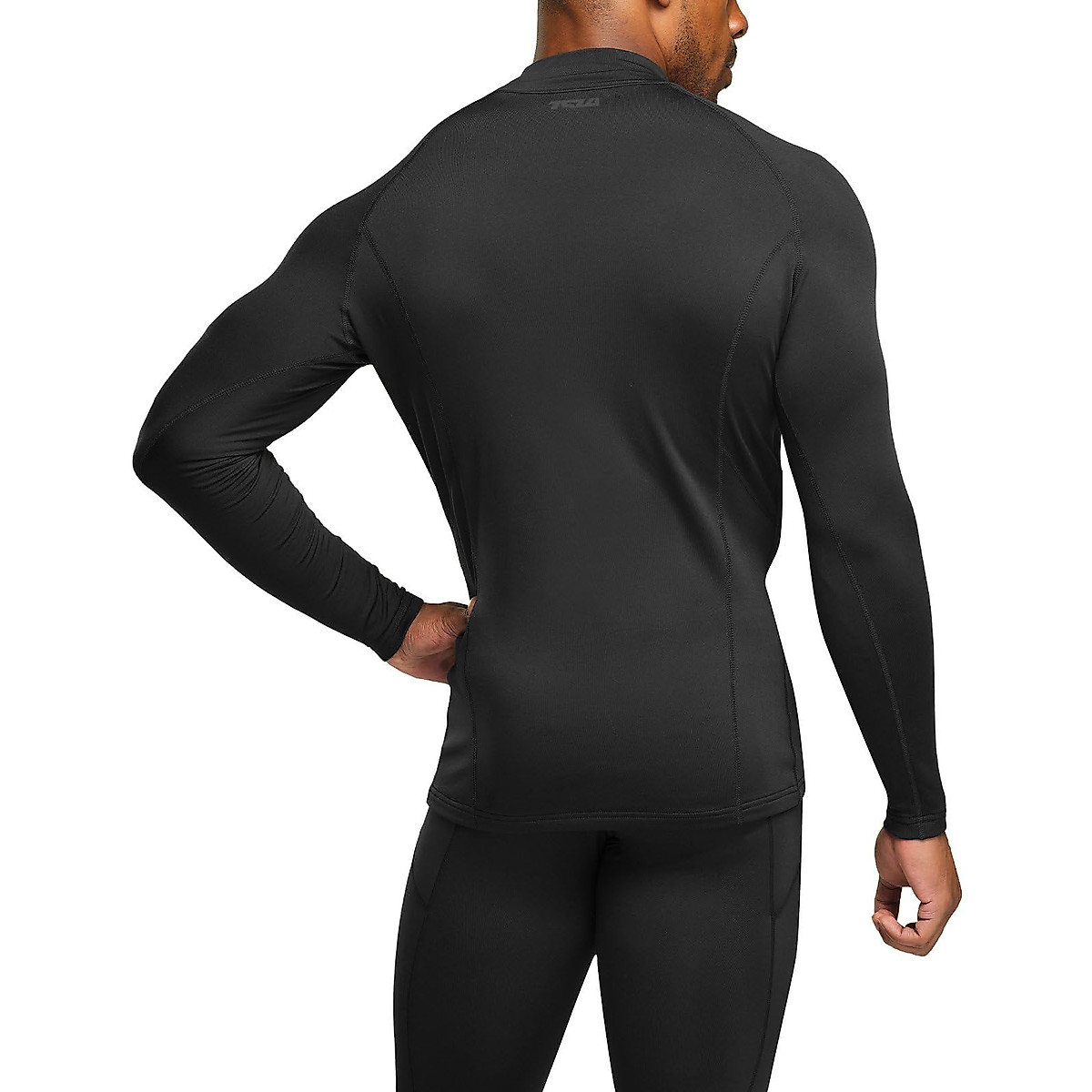 TSLA Men's Thermal Long Sleeve Compression Shirts, Mock/Turtleneck Winter Sports Running Base Layer Top, Heatlock Mock Neck Black, Large