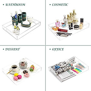 Yestbuy 12x 20 Clear Acrylic Tray, Premium Acrylic Serving Tray, Modern Acrylic Rectangular Trays - Spill Proof, Trays for Coffee Table, Bathroom, Kitchen, Office (12" x 20")…