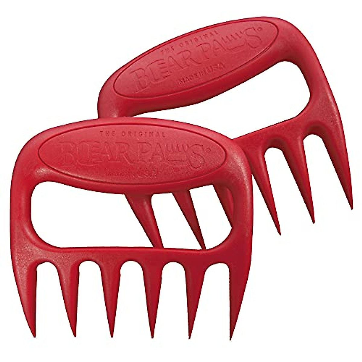 Bear Paws Meat Claws - The Original Meat Shredder Claws, USA Made - Easily Lift, Shred, Pull and Serve Meats - Ultra-Sharp, Ideal Meat Claws for Shredding Pulled Pork, Chicken, Beef and Turkey - Red