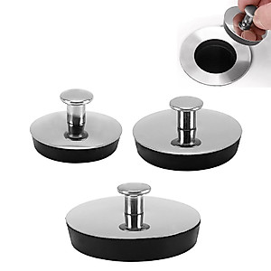 Gllehkt Universal Bath Plug Caps Stainless Steel Drain Plug Easy to Use Handle Bath Tub Drain Stopper for Kitchen Bathroom, 45mm