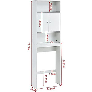 Cimlyfit Over The Toilet Storage Cabinet, 3-Tier Bathroom Space Saver, Bathroom Organizer Shelf Over Toilet, Freestanding Multifunctional Laundry Organizer Toilet Rack White