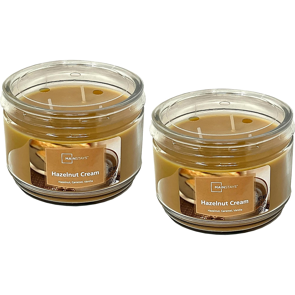 Mainstays 11.5oz Scented Candle 2-Pack (Hazelnut Cream)